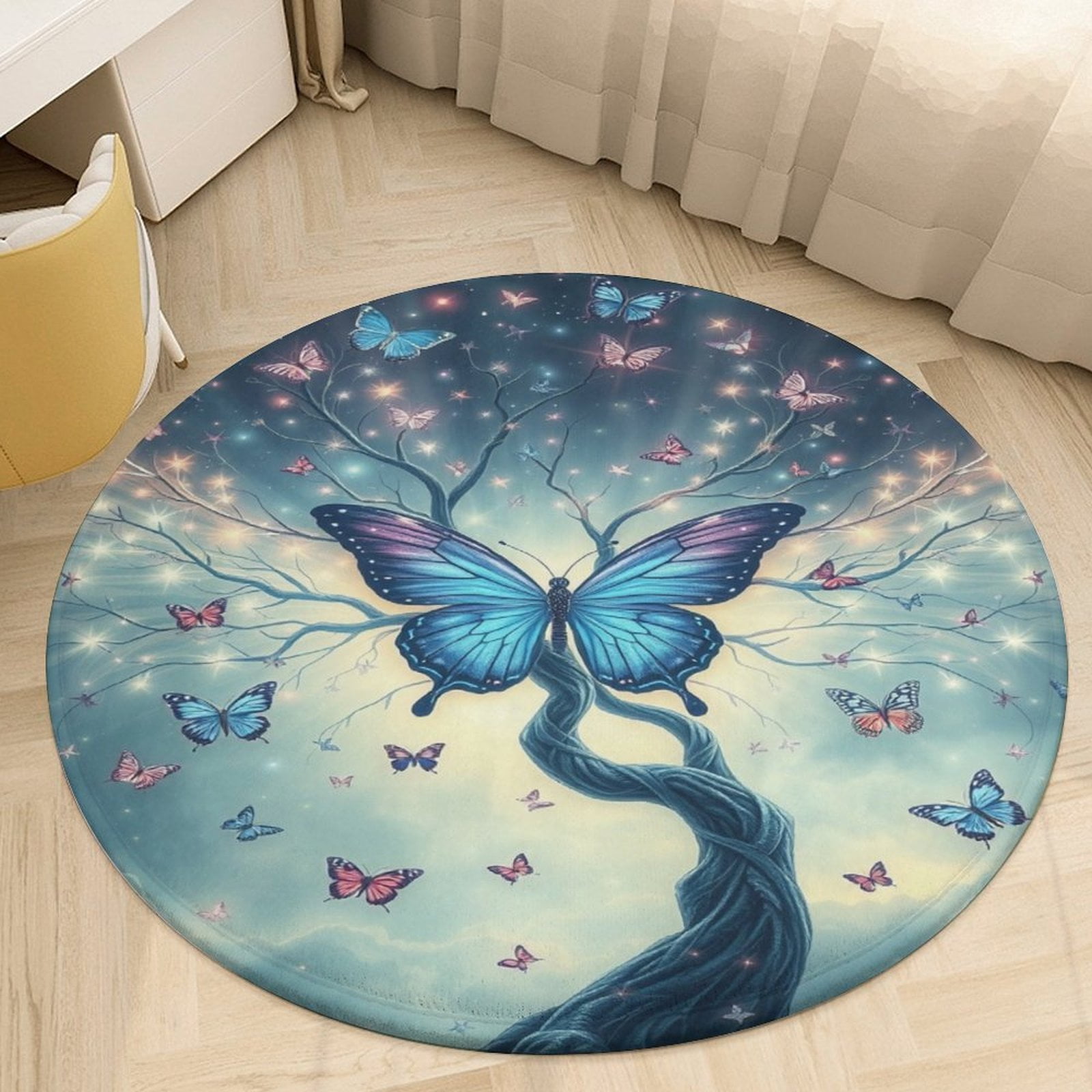 Butterfly Tree Magic Modern Round Carpets for Living Room Ration ...