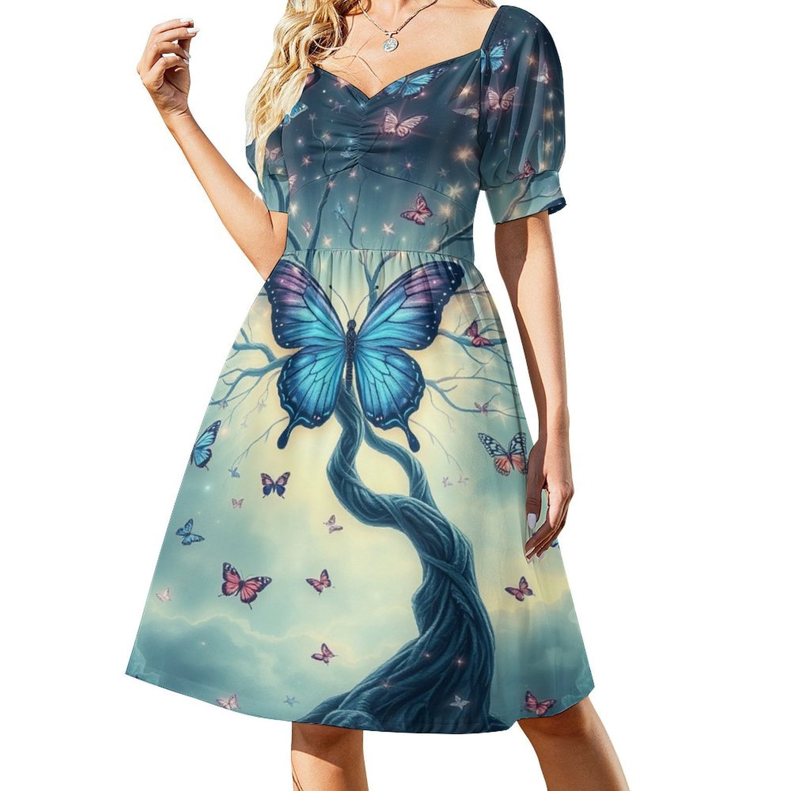 Butterfly Tree Magic Short Sleeved Dress Bridesmaid Dress Woman Party ...