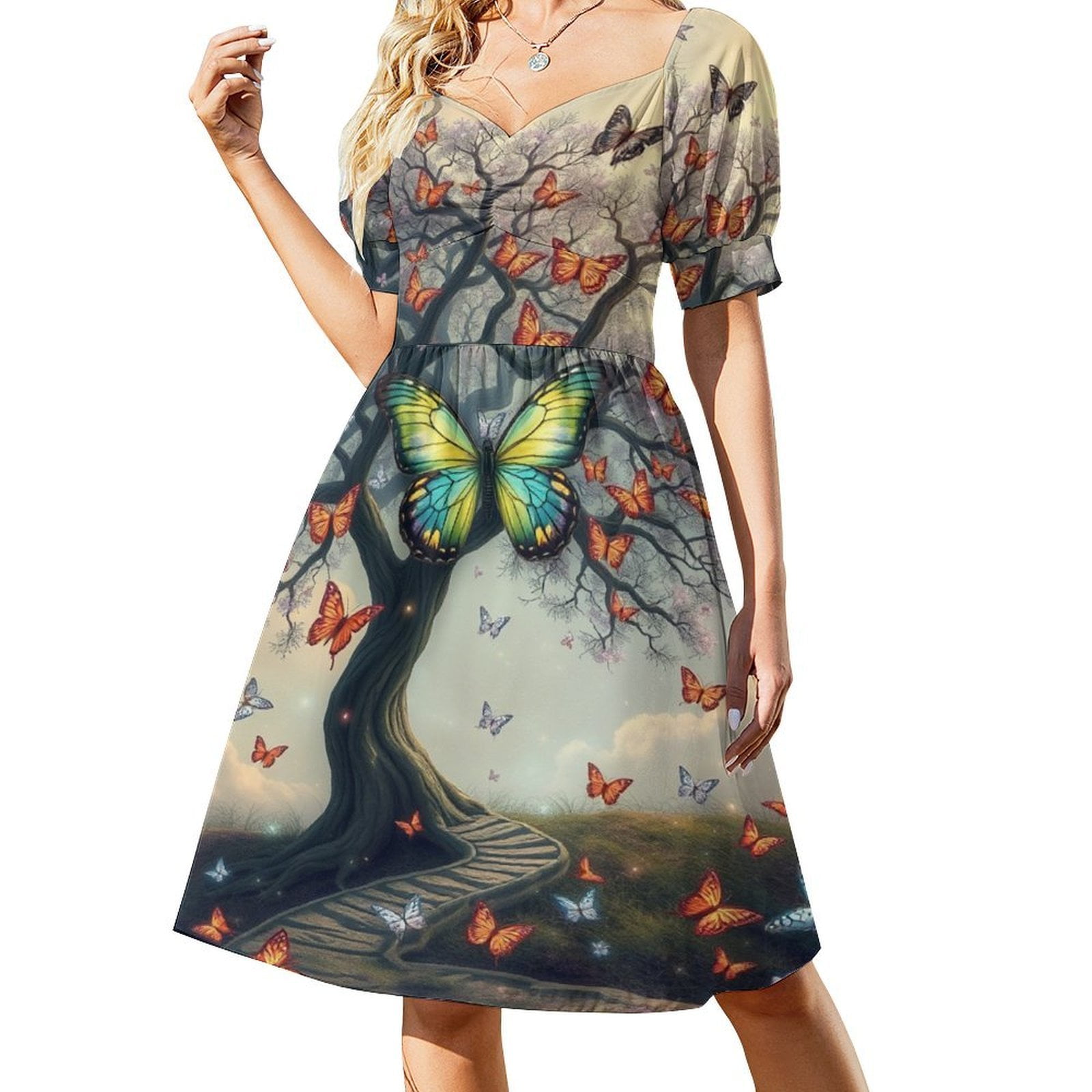 Butterfly Tree Magic Short Sleeved Dress Fairy Dress Evening Gown Women ...