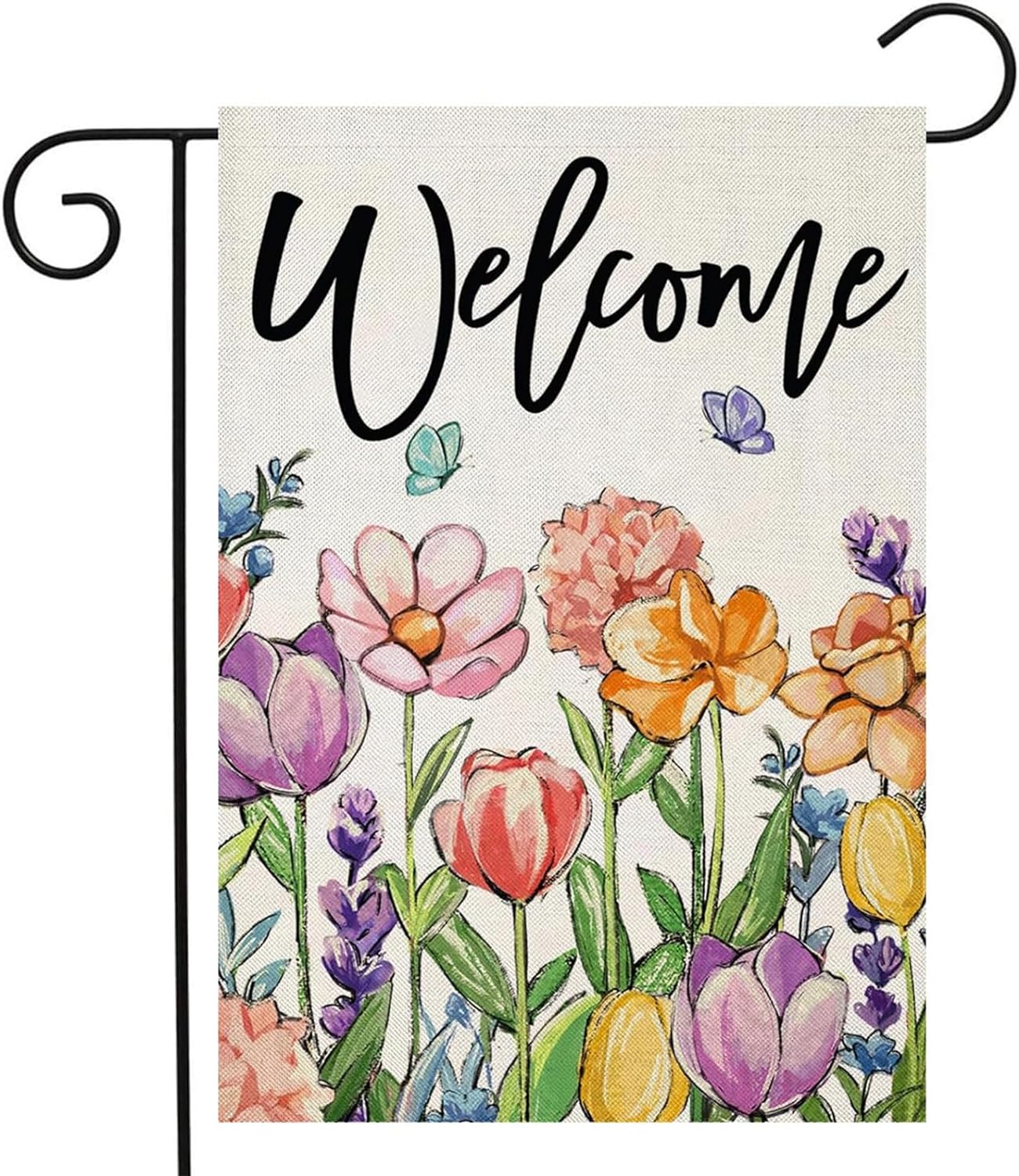 Butterfly Tulip Spring Summer Garden Flag - Colorful Floral Small Yard ...