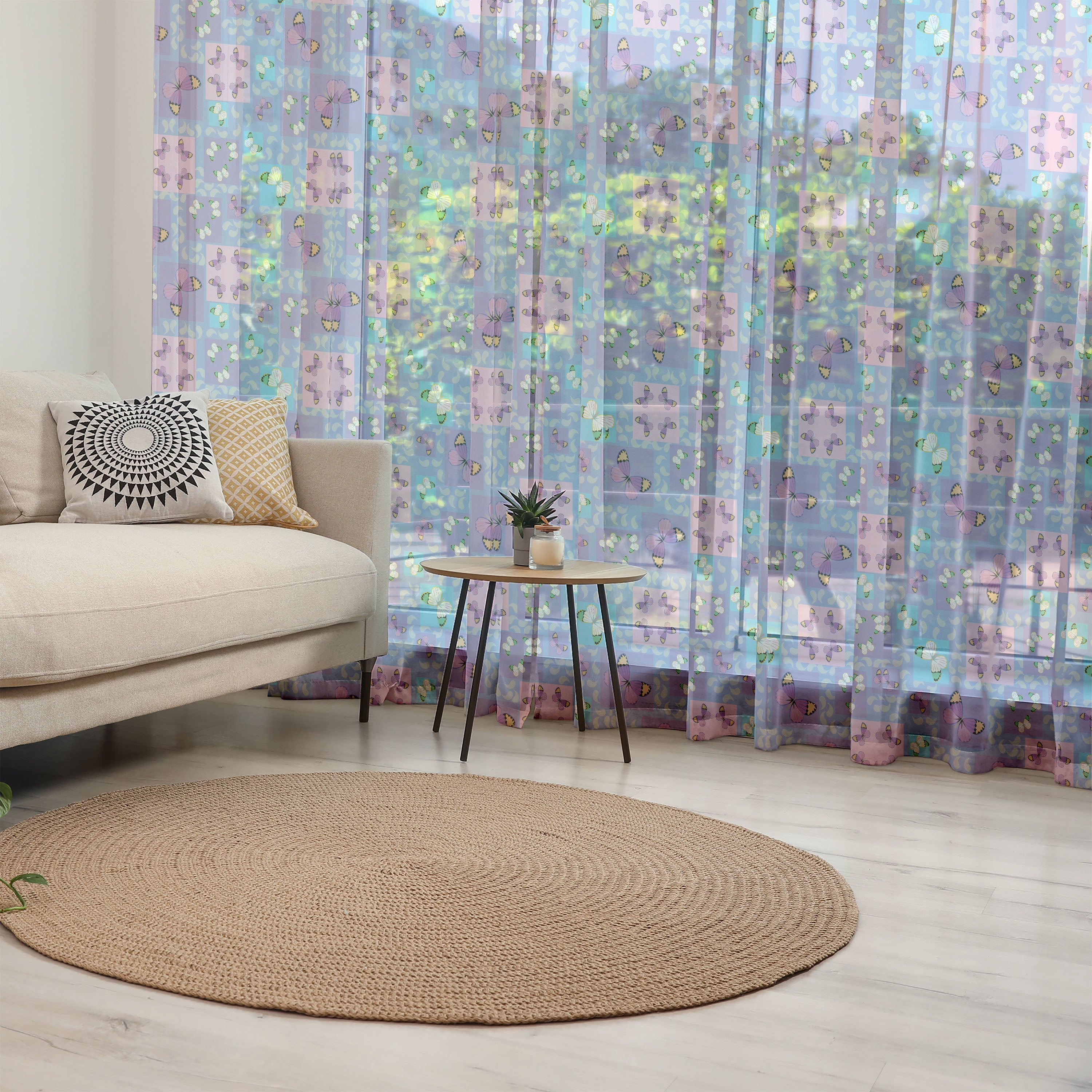 Butterfly Tulle Curtains with Rod Pocket, Springtime Theme Lively ...