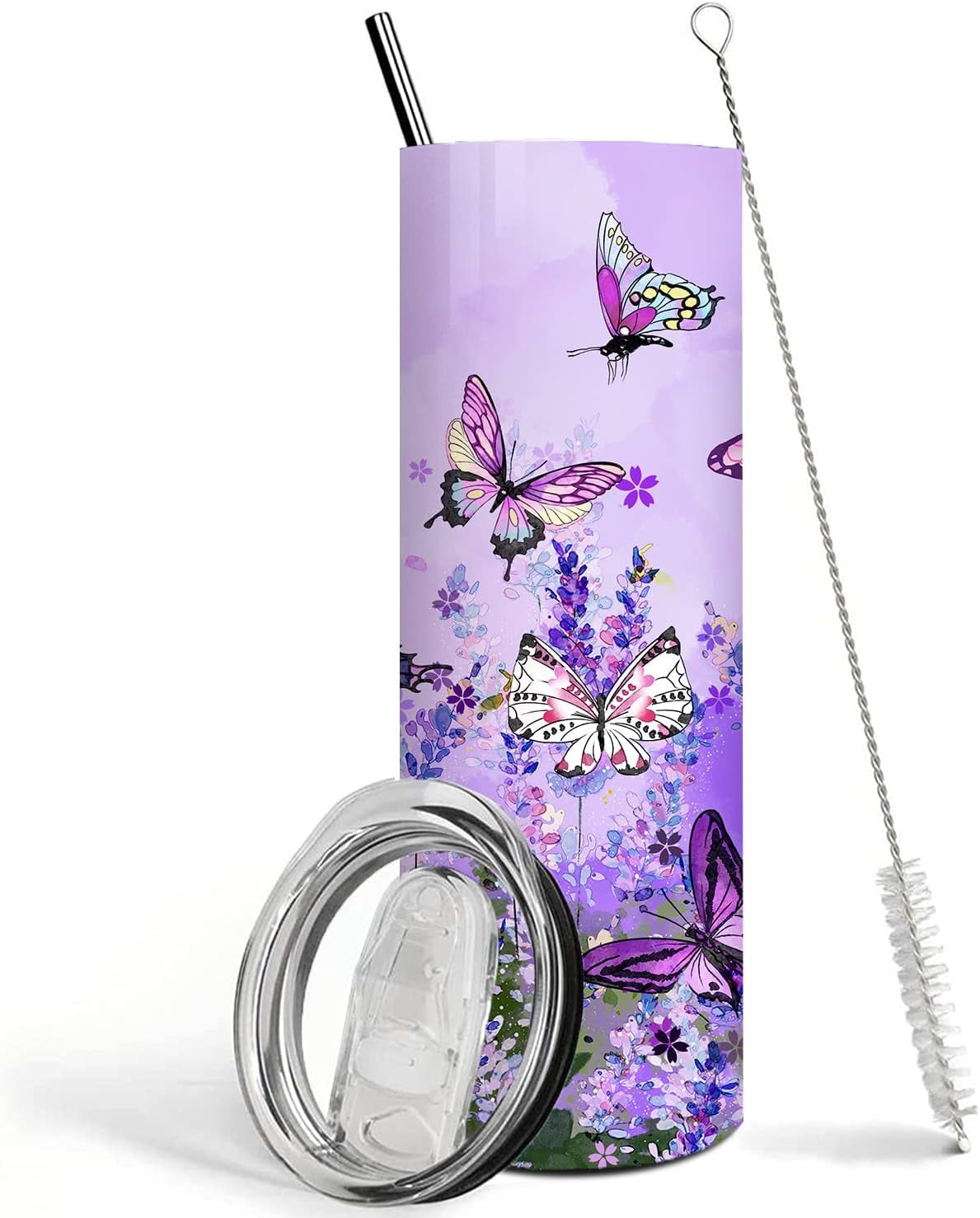 Butterfly Tumbler with Lid and Straw,Butterfly Gifts for Women Mom ...