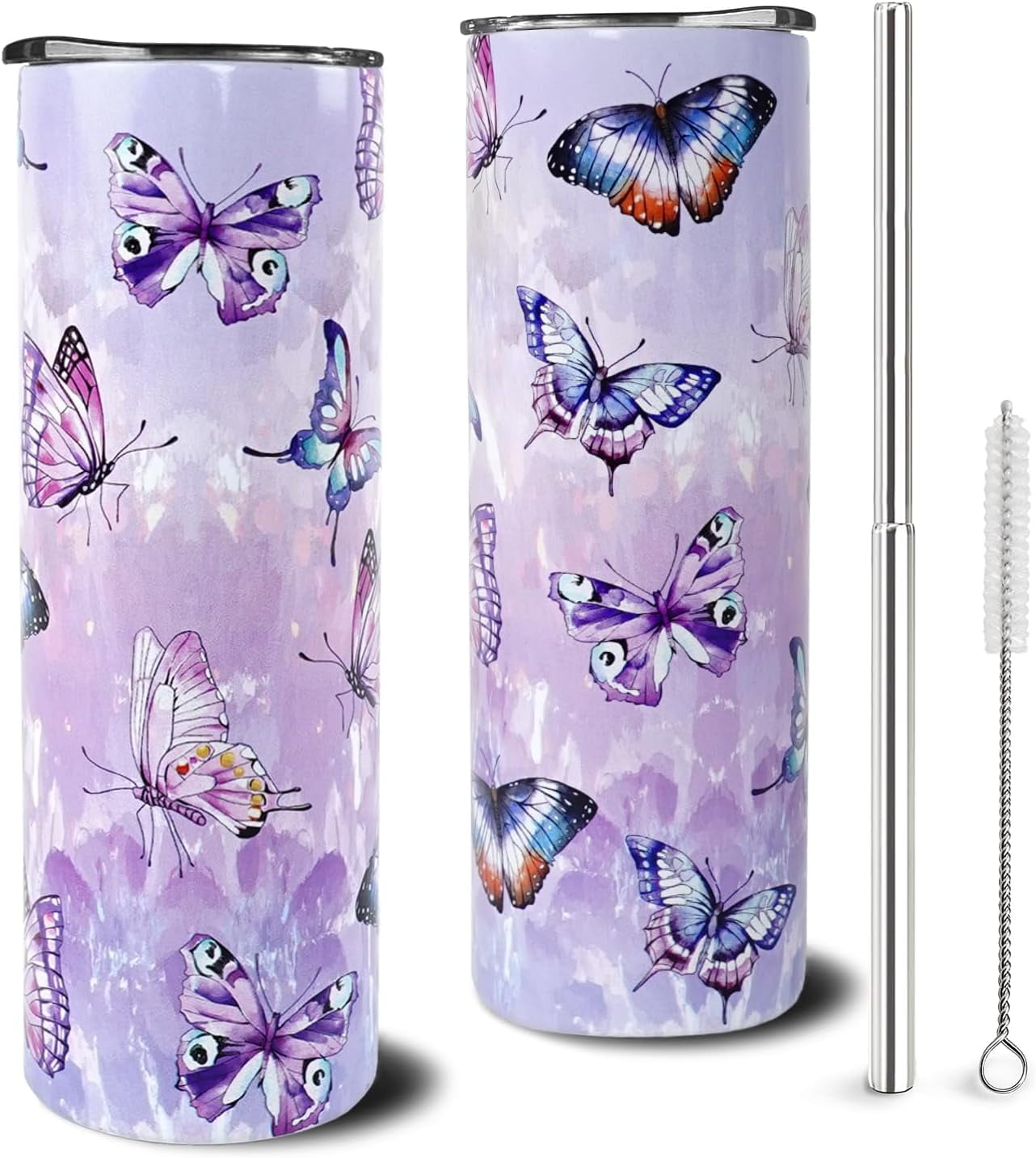 Butterfly Tumbler With Lid and Straw Stainless Steel 20oz Butterfly ...
