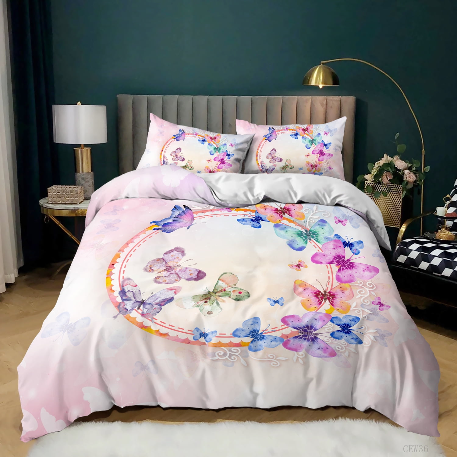 Butterfly Twin Bedding Set for Girls Teens,Butterfly Twin Duvet Cover ...