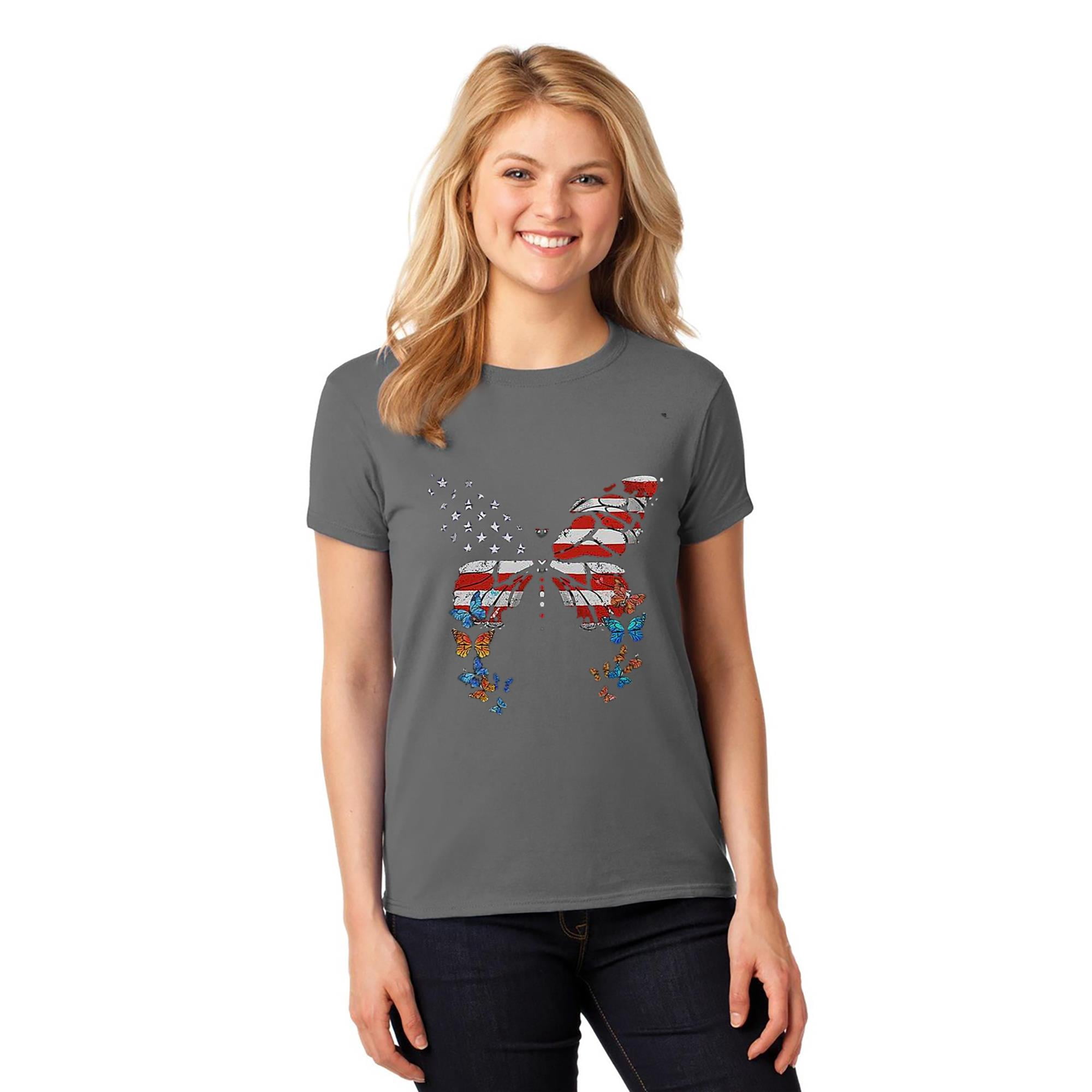 Butterfly USA 4th July Patriotic Insect Independence Day Art T-Shirt ...