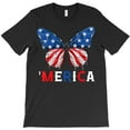 Butterfly USA Flag Funny Cute 4th Of July Red White Blue Graphic - Fan ...
