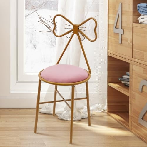 Butterfly Vanity Chair Pink, Modern Makeup Chair Stool with Sponge Seat ...