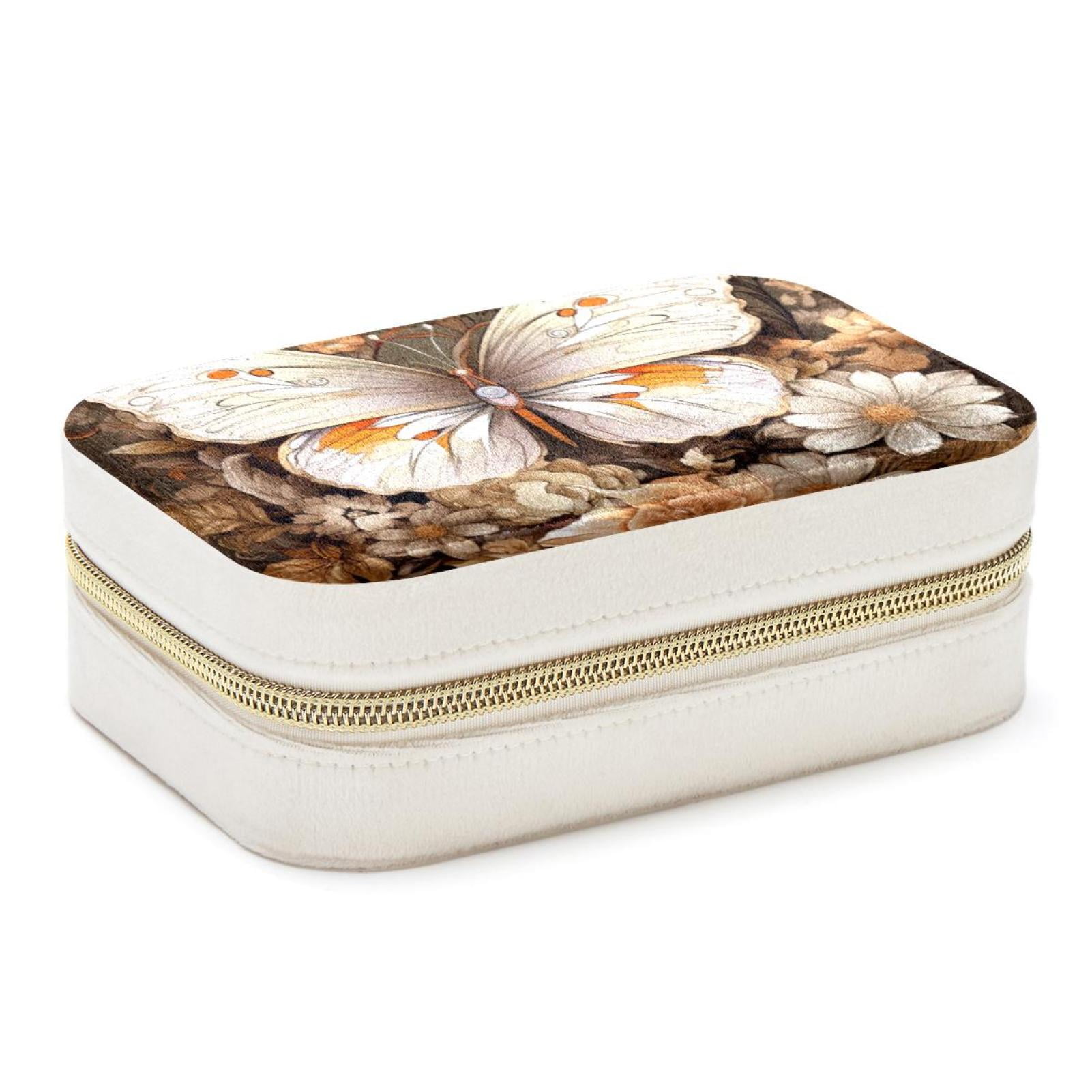 Butterfly Velvet Portable Jewelry Box with Removable Compartment ...
