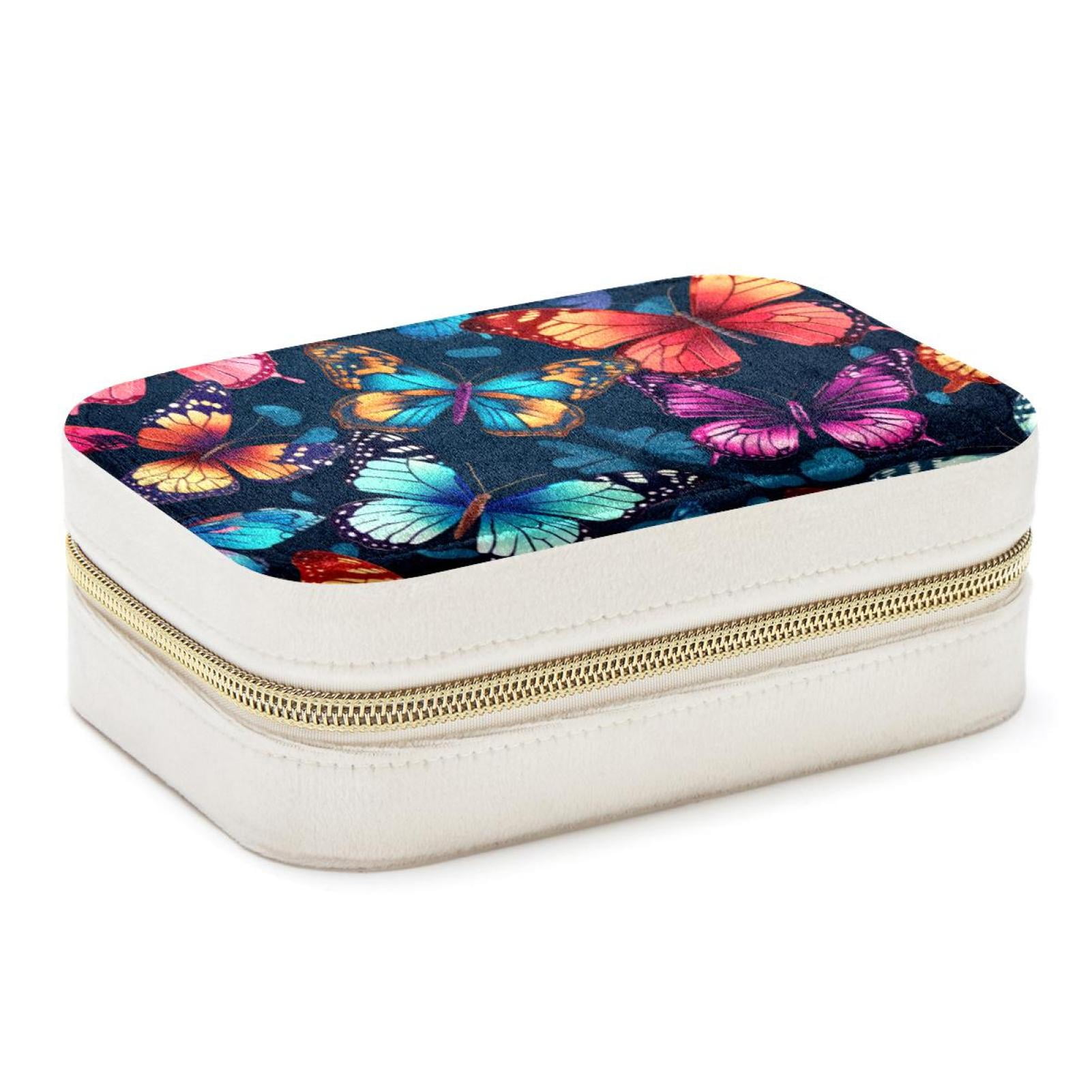 Butterfly Velvet Portable Travel Organizer Box with Removable ...