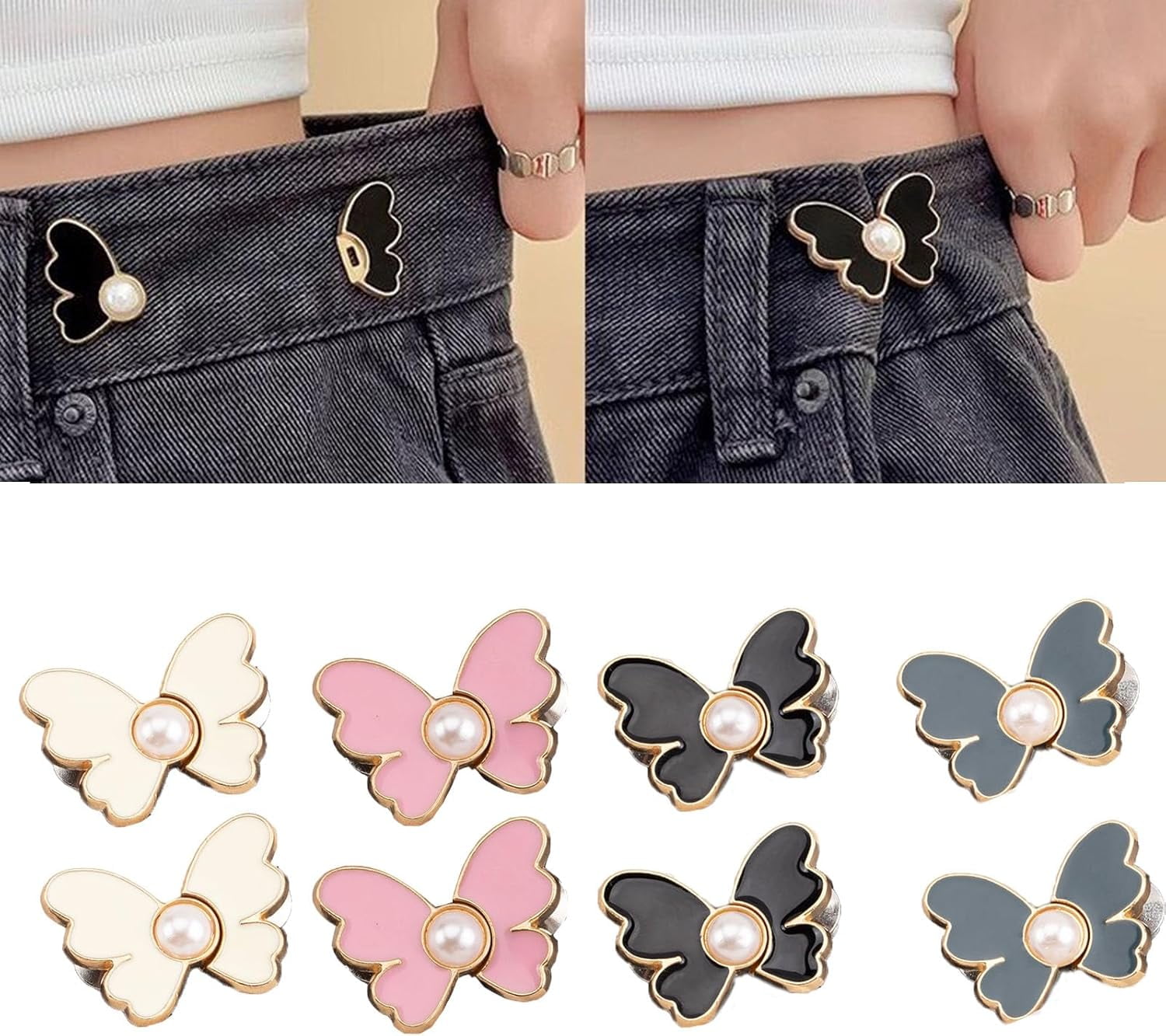 Butterfly Waist Cinching Button, Reusable Pant Waist Tightener, Jean ...