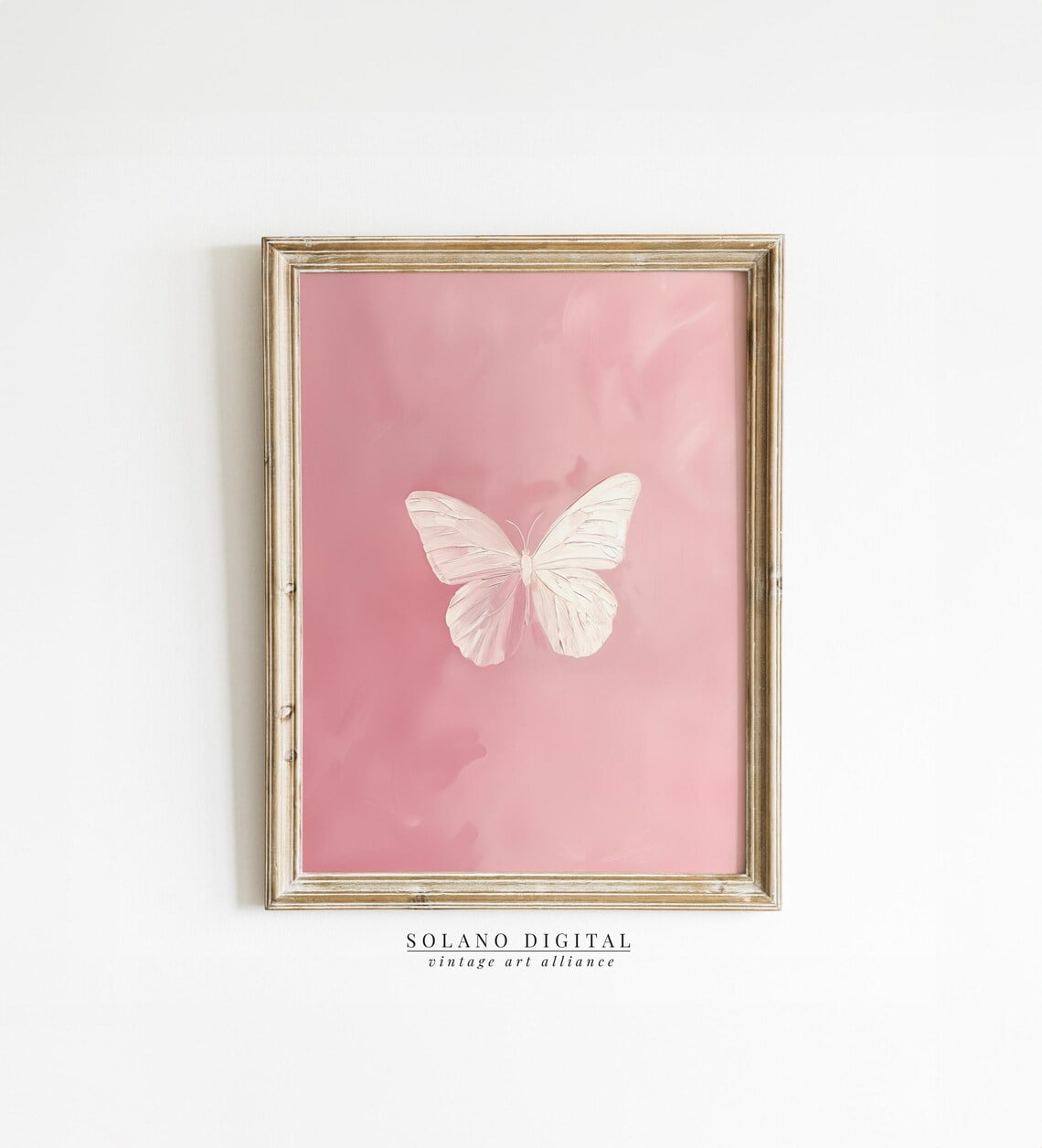 Butterfly Wall Art Antique Pink Butterfly Painting Light Pastel Pink ...