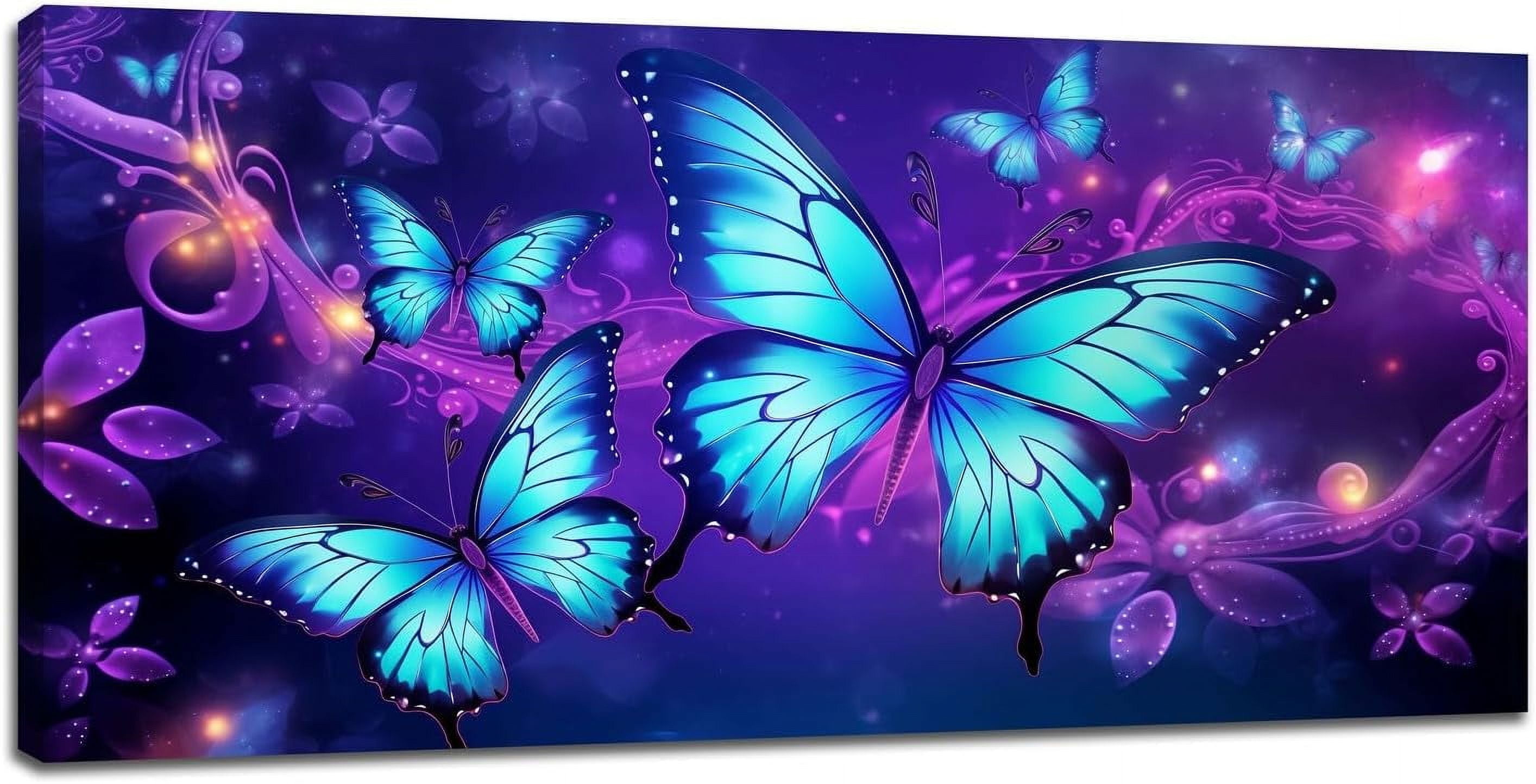 Butterfly Wall Art Blue Butterfly Pictures Wall Decor Purple Blue ...