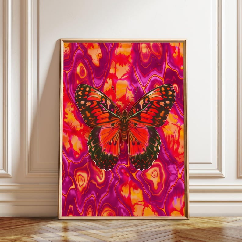 Butterfly Wall Art Poster - Abstract Butterfly Design Art Room Decor ...