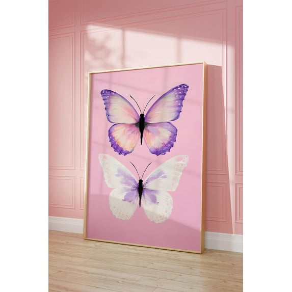 Butterfly Wall Art Poster, Pastel Pink Butterfly Poster, Girls Tween ...