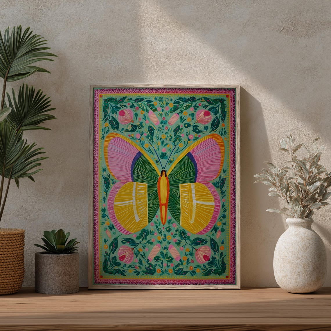 Butterfly Wall Art Print, Boho Insect Illustration, Vibrant Nature ...