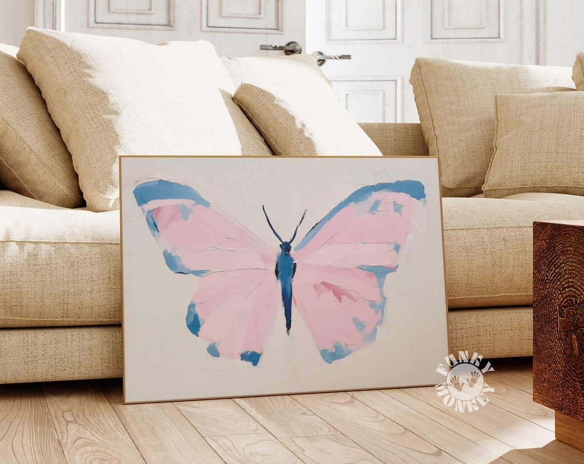 Butterfly Wall Art Print, Pink Blue Girly Digital Print, Girl'S Nursery ...
