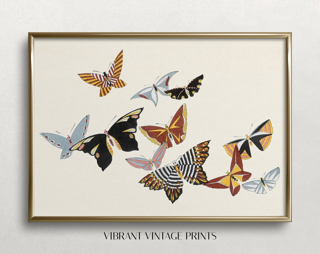 Butterfly Wall Art Vintage Wall Art Butterflies Print Japanese Wall Art ...