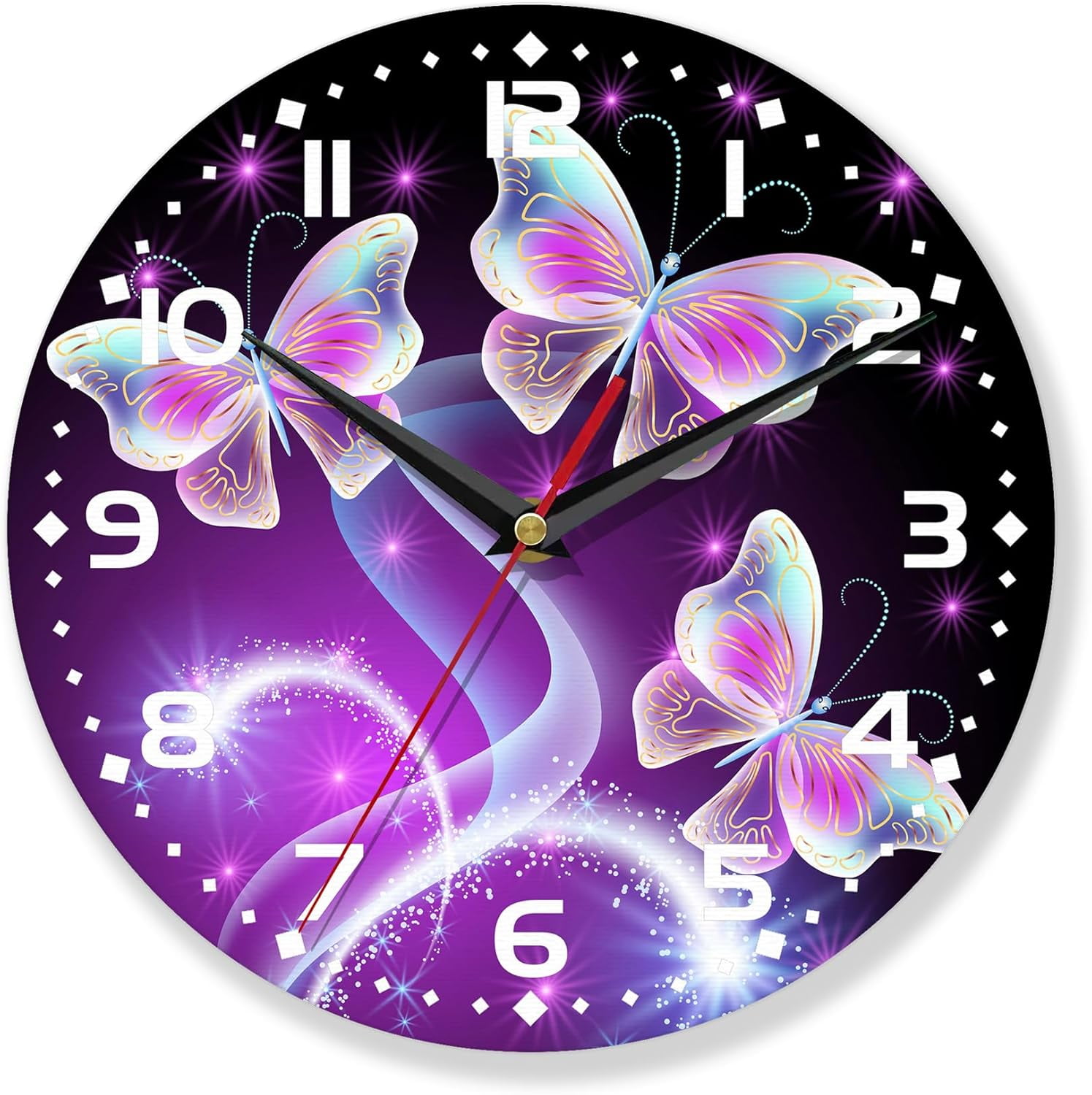 Butterfly Wall Clock for Bathroom,Flying Butterfly Glowing in Dark Wall ...