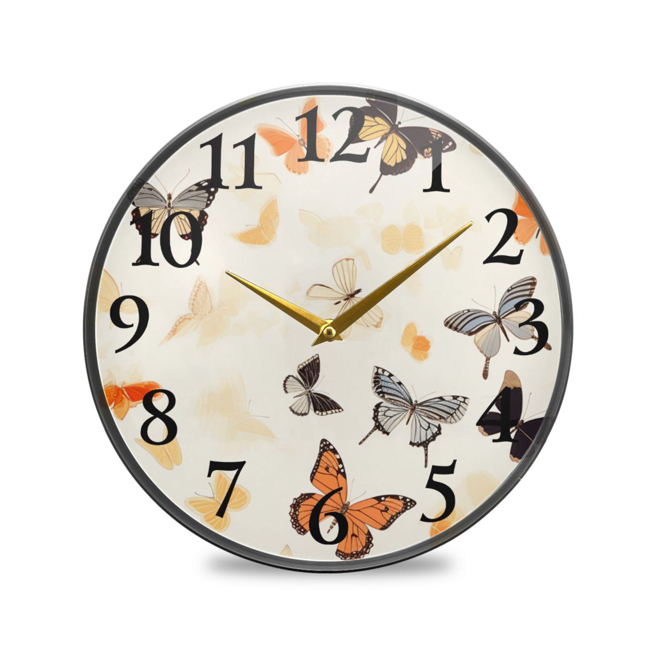 Butterfly Wall Clocks Battery Operated 9.5 Inch Round Clock Acrylic Silent Non-Ticking Bedroom ...