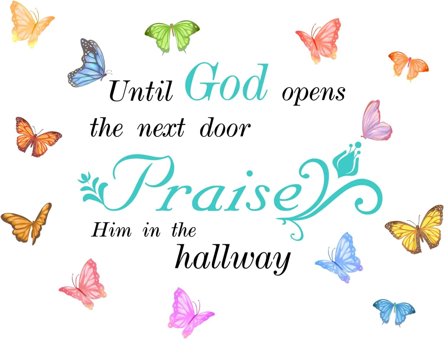 Butterfly Wall Decals Bible Inspirational Quotes Wall Sticker Until God ...