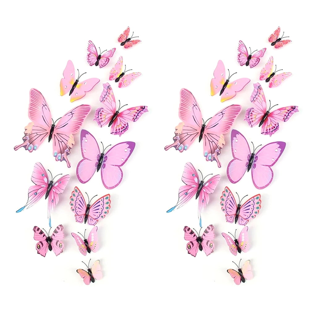Butterfly Wall Decor 24 PCS, 3D Butterflies Stickers for Party ...