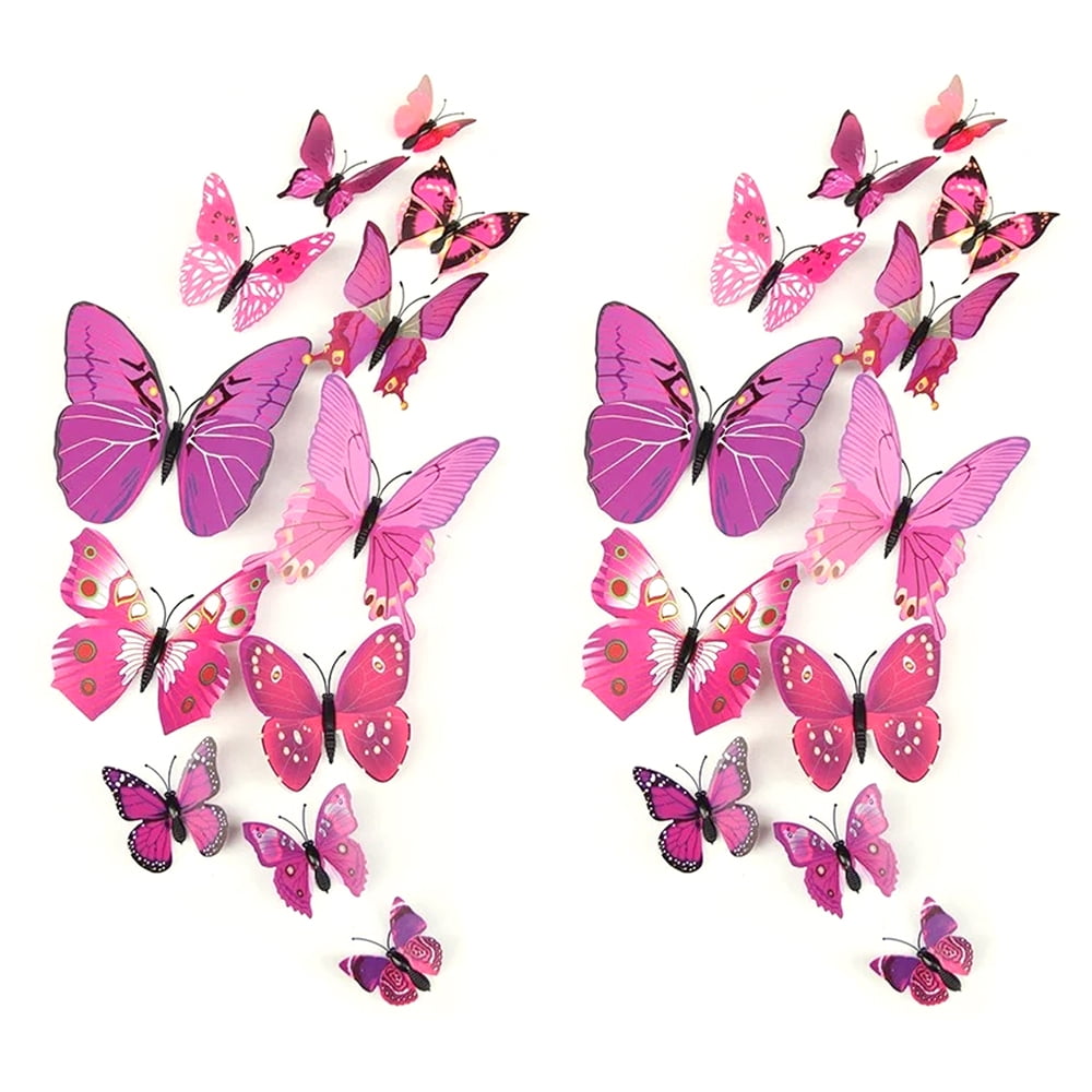 Butterfly Wall Decor 24 PCS, 3D Butterflies Stickers for Party ...
