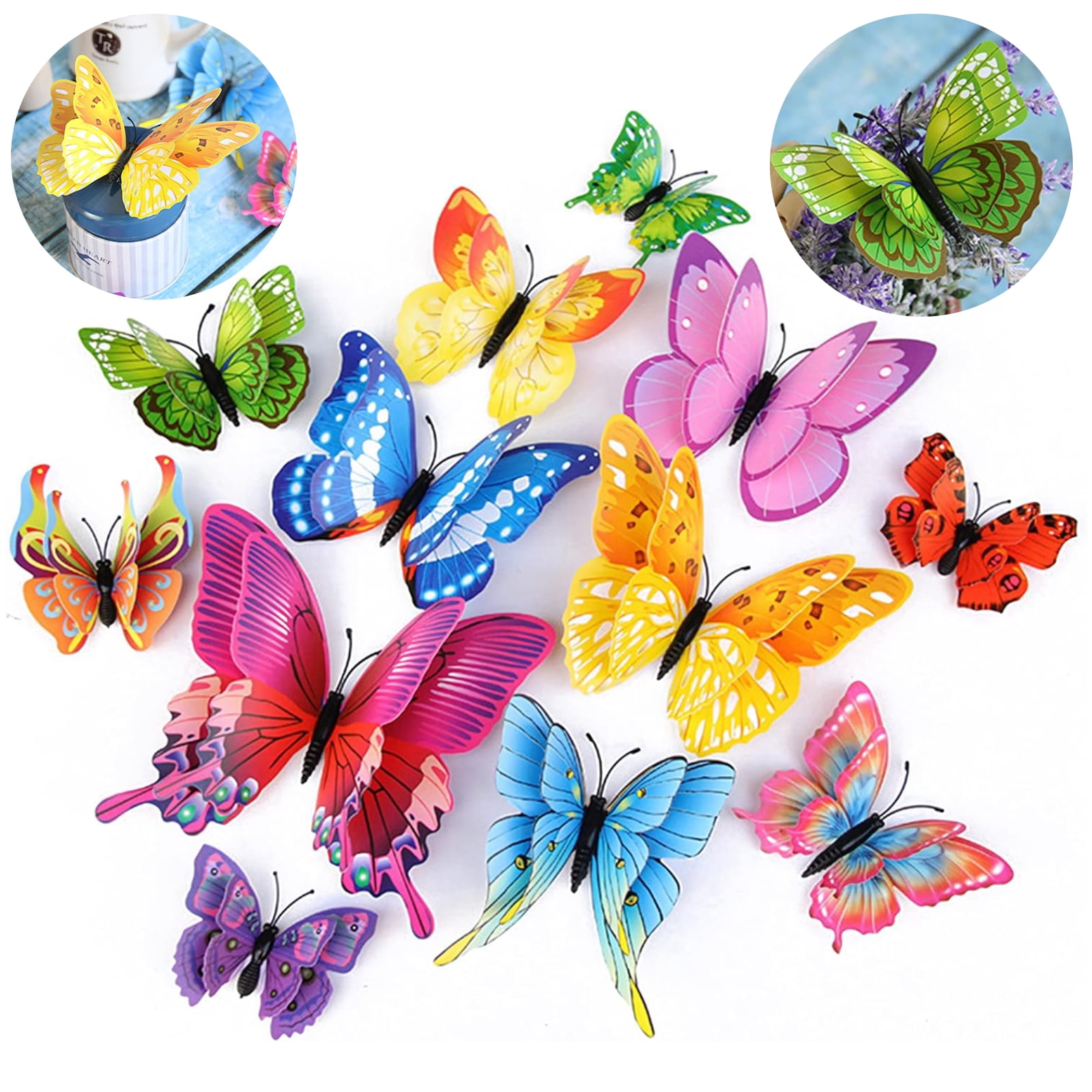 MUNDIDO 3D Butterfly Wall Decor, 24 Pcs Double Layer Butterfly ...