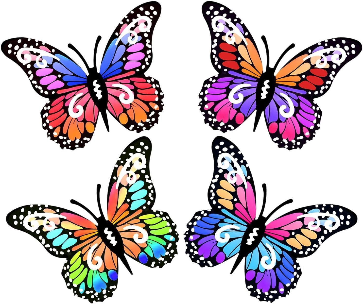 Butterfly Wall Decor 4pcs Metal Anti Rust Ornament for Home Living Room ...