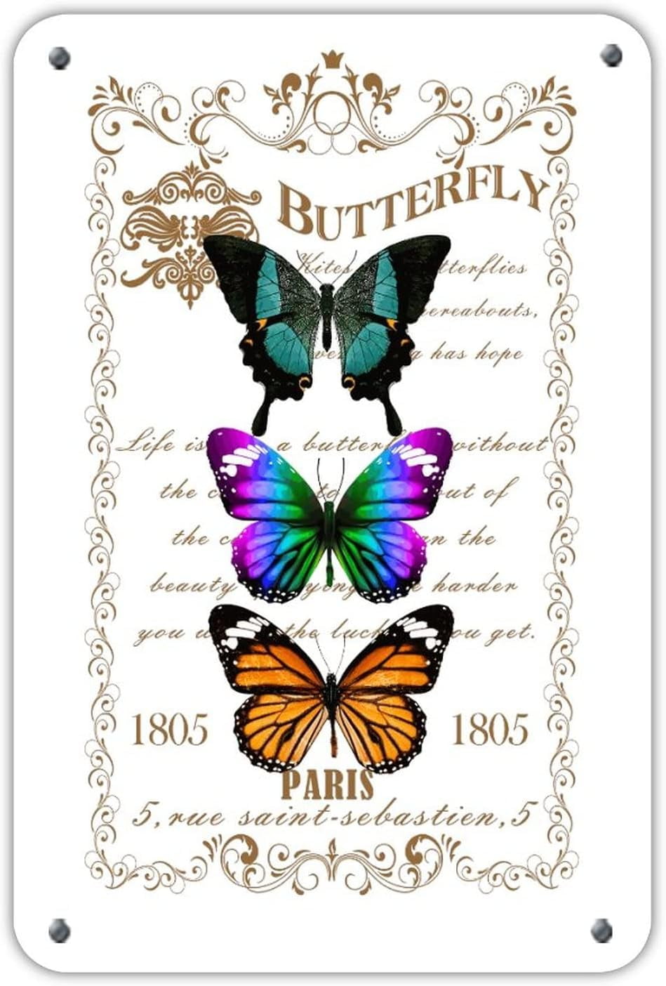 Butterfly Wall Decor Sign Butterfly Print Garden Yard Decor Weather ...