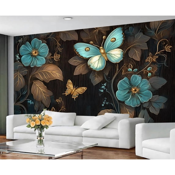 Butterfly Wall Murals For Bedroom - Floral Murals, 3D Relief Floral ...