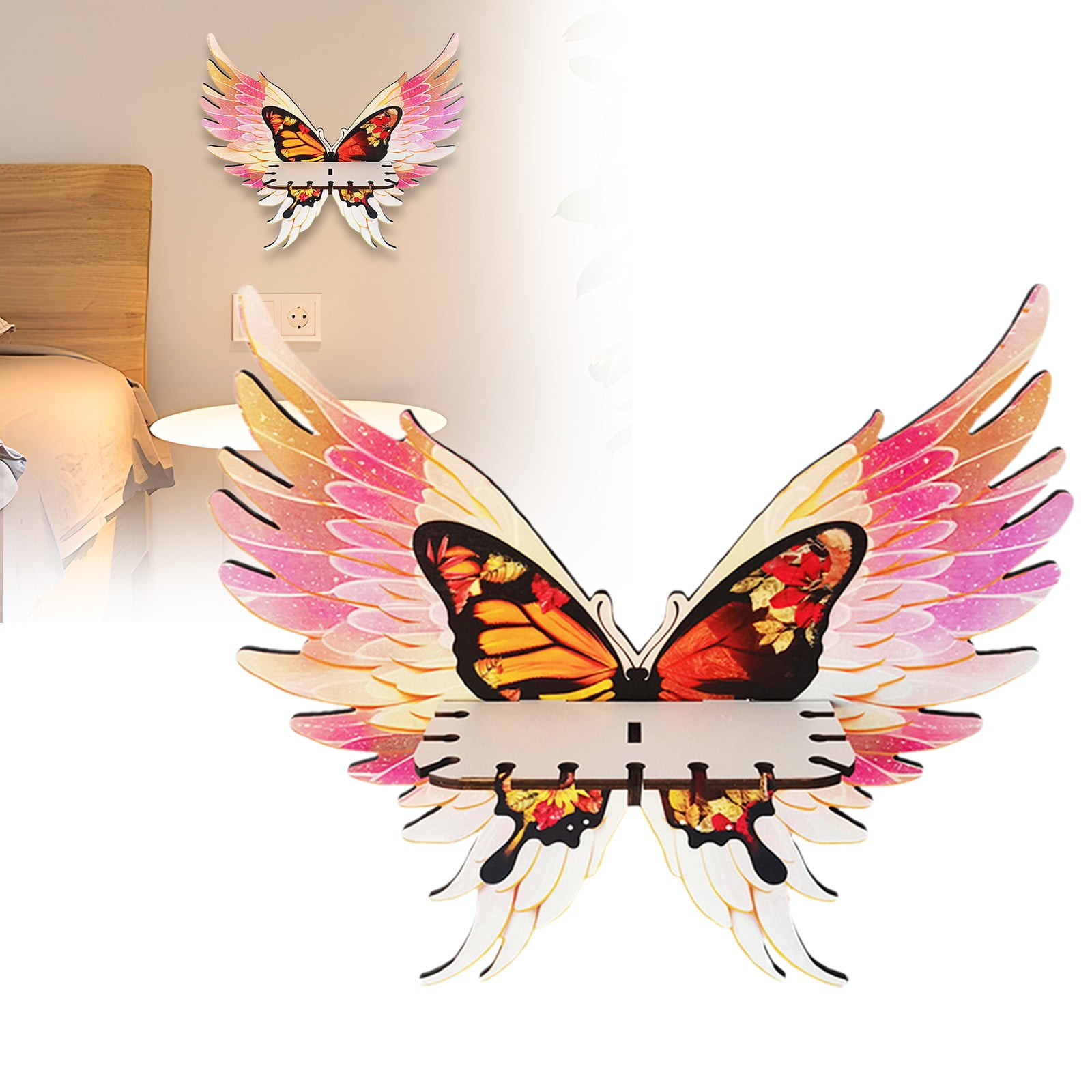 Butterfly Wall Shelf, Decorative Floating Storage Rack, Metal Wall ...