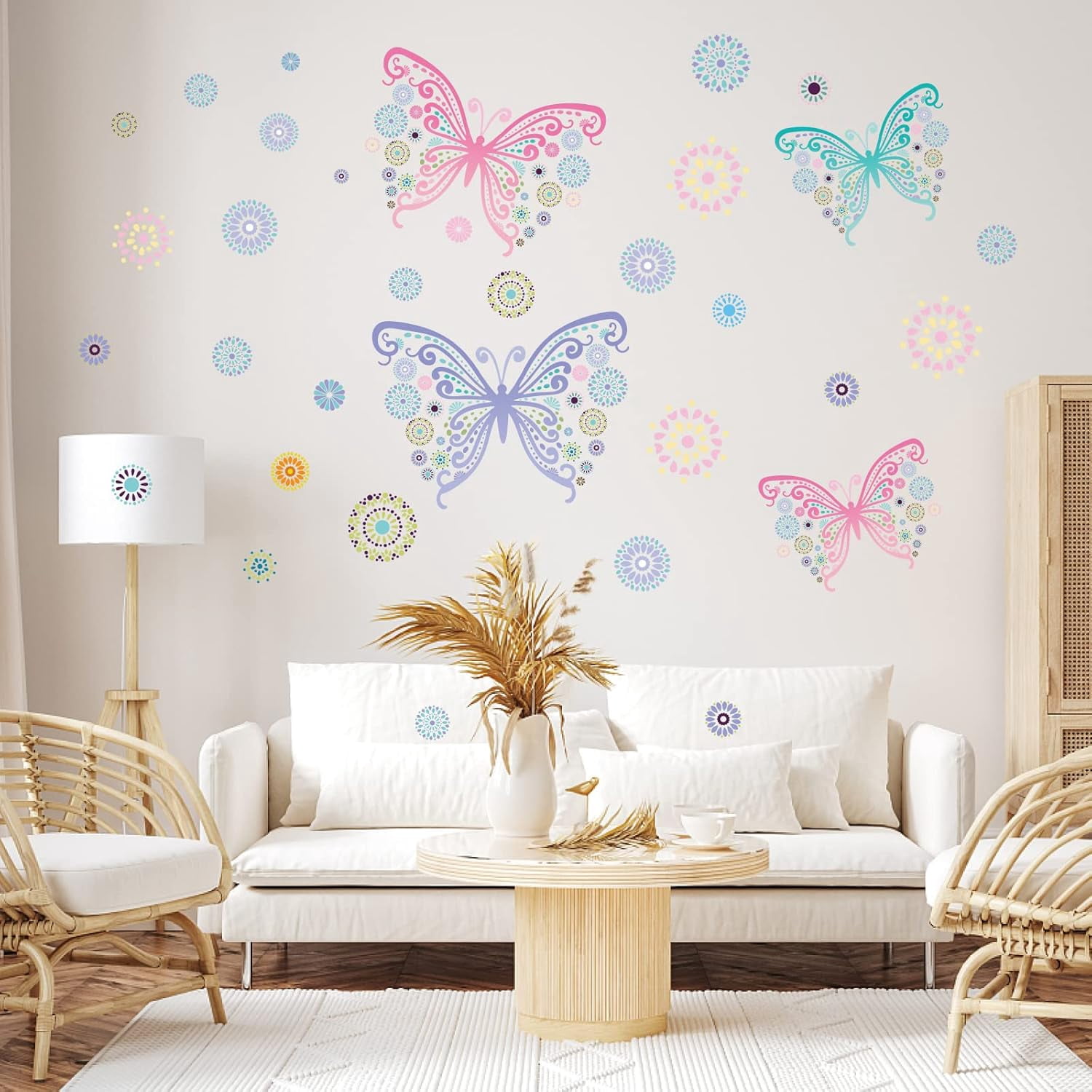 Butterfly Wall Stickers Mandala Pattern Colorful Wall Stickers Vinyl ...
