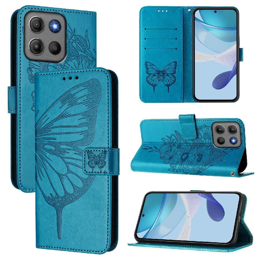 Butterfly Wallet Case for Motorola Moto G17 with Card Slots & Stand ...