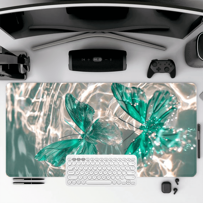 Butterfly Water Reflection Mouse Pad 35.4 x 15.8 Inches Rubber Desk Mat ...