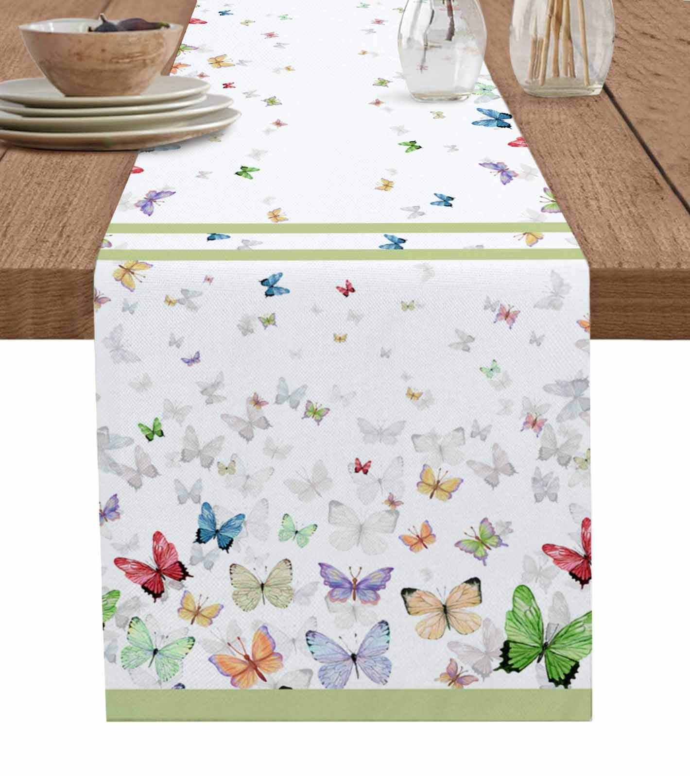 Butterfly Watercolor Animal Table Runner for Dining Table Kitchen r ...