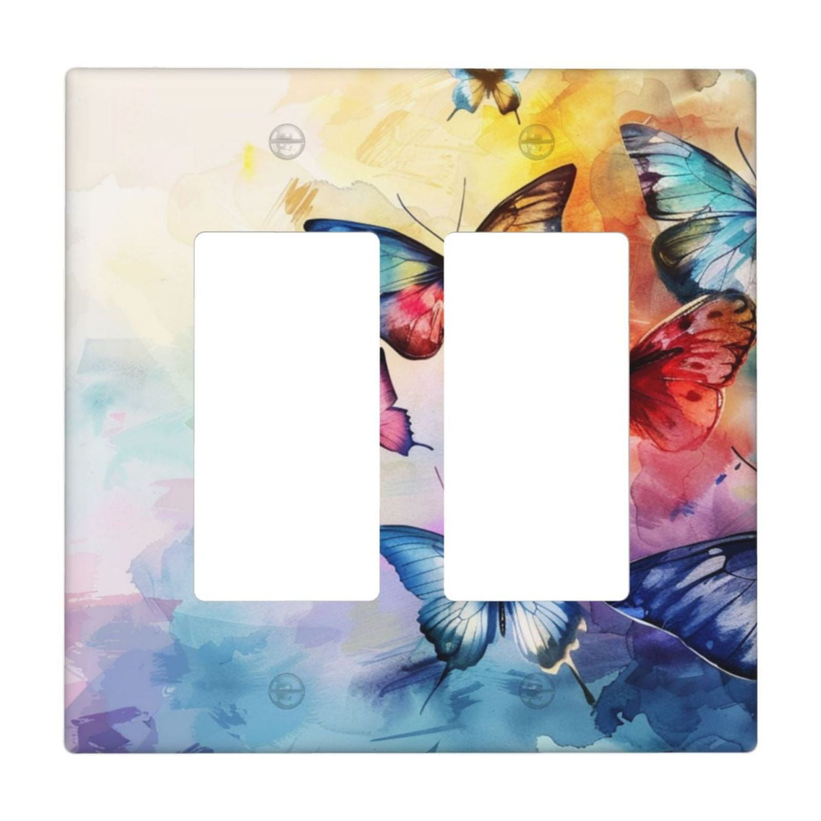 Butterfly Watercolor Switch Cover Decorative Wall Plate / 2-Gang ...