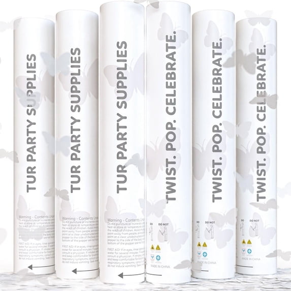 White Biodegradable Butterfly Confetti Poppers | 6 Pack | Party Poppers ...