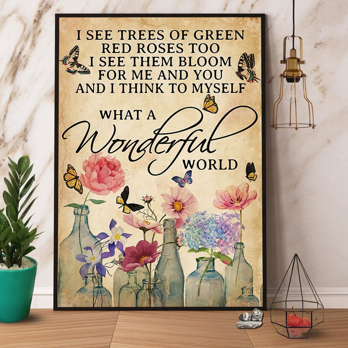 Butterfly What A Wonderful World Paper Poster No Frame Matte Wall Art ...