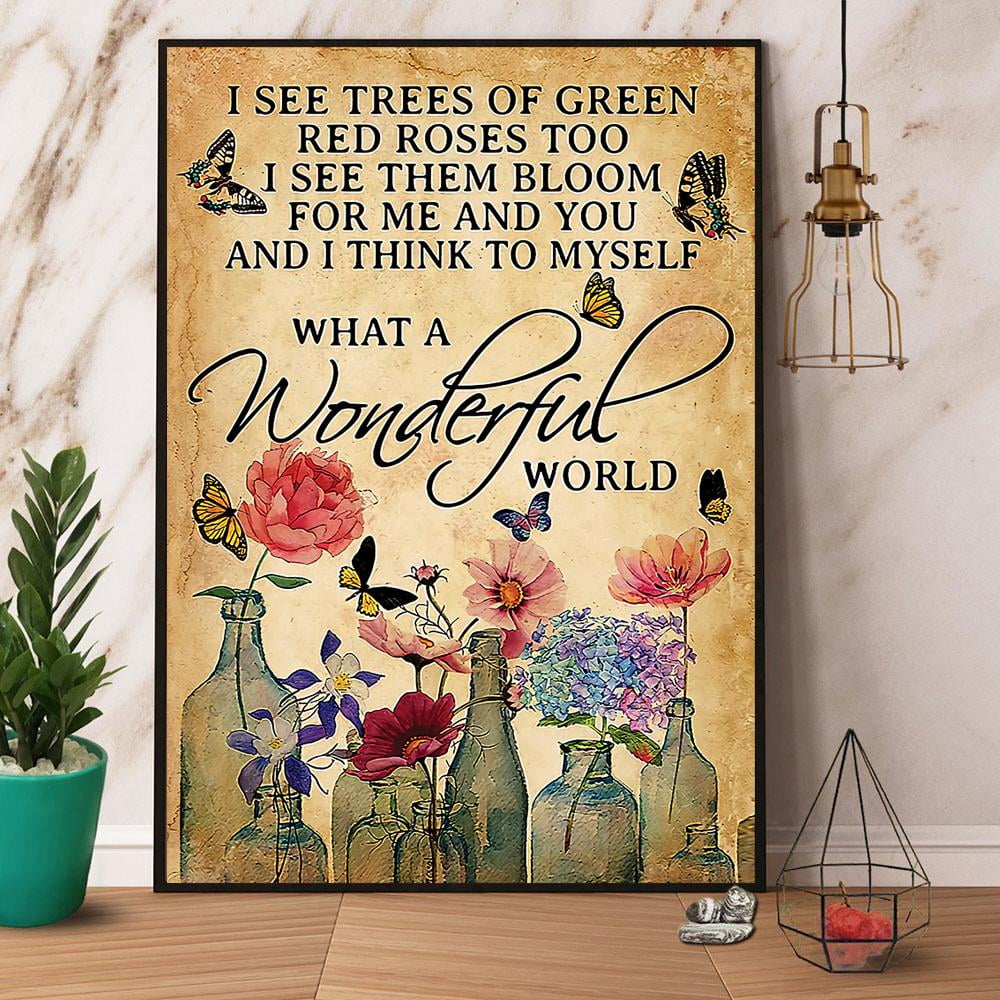 Butterfly What A Wonderful World Vintage Paper Poster No Frame Matte ...