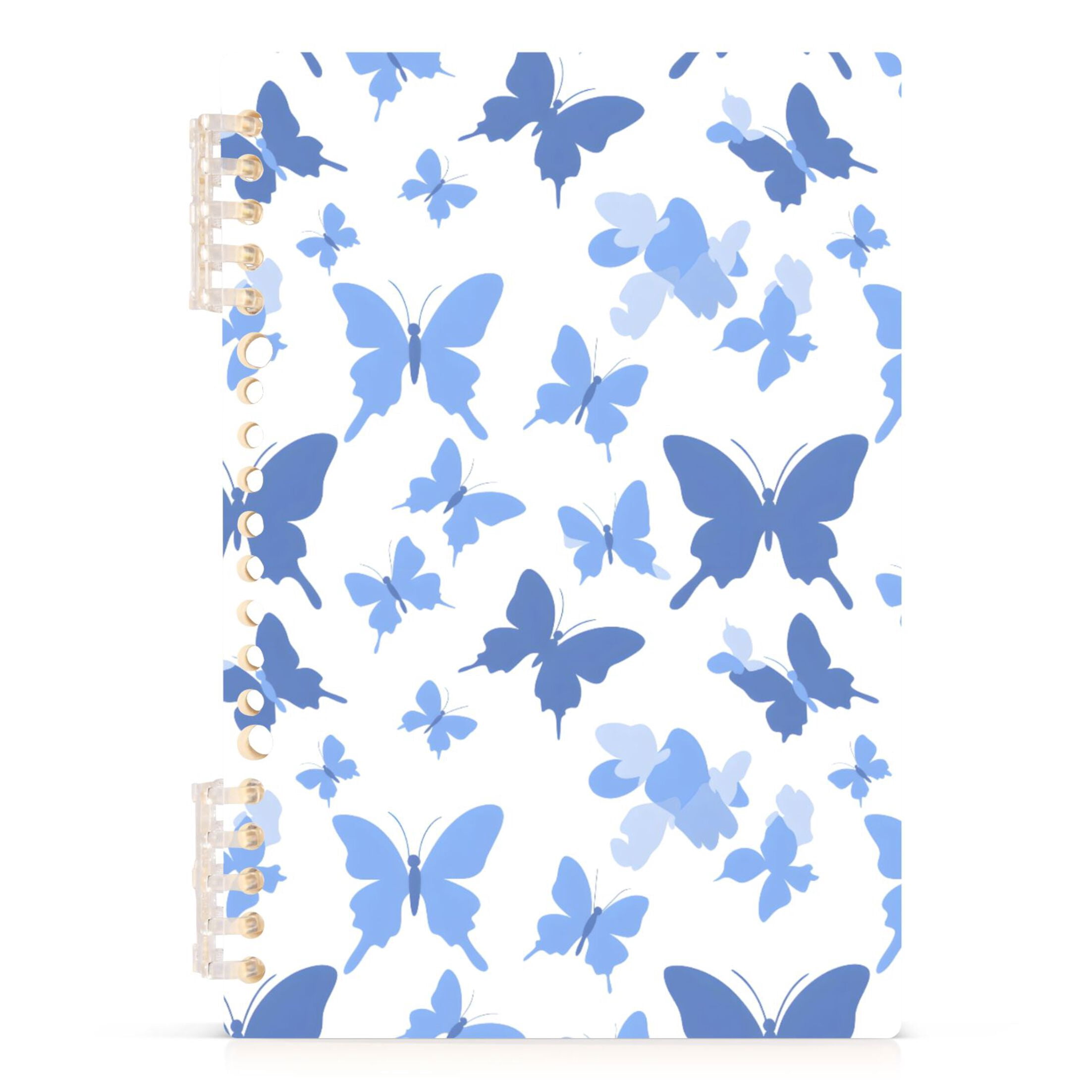 Butterfly White Blue Pattern A5 Notebook Refillable 60 Sheets ...