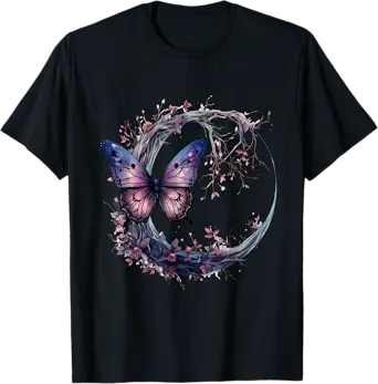 Butterfly Wildlife Moon Fantasy Animal Art Nature Artwork T-Shirt ...
