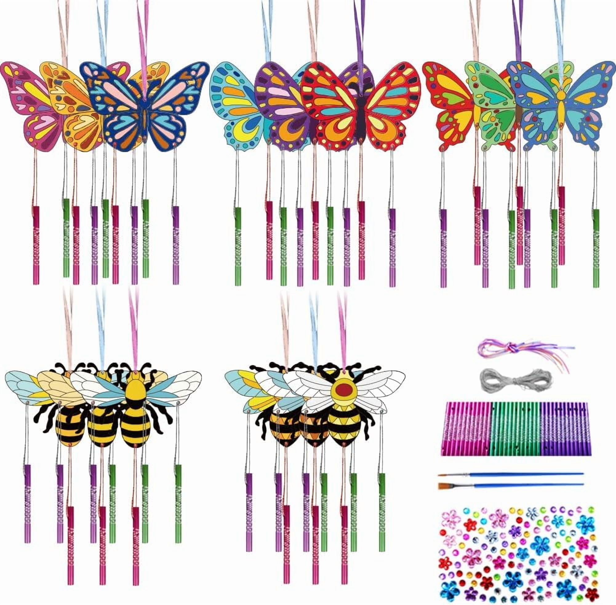 Butterfly Wind Chime Kits Bees Painting Wooden Wind Chime Kit for DIY ...