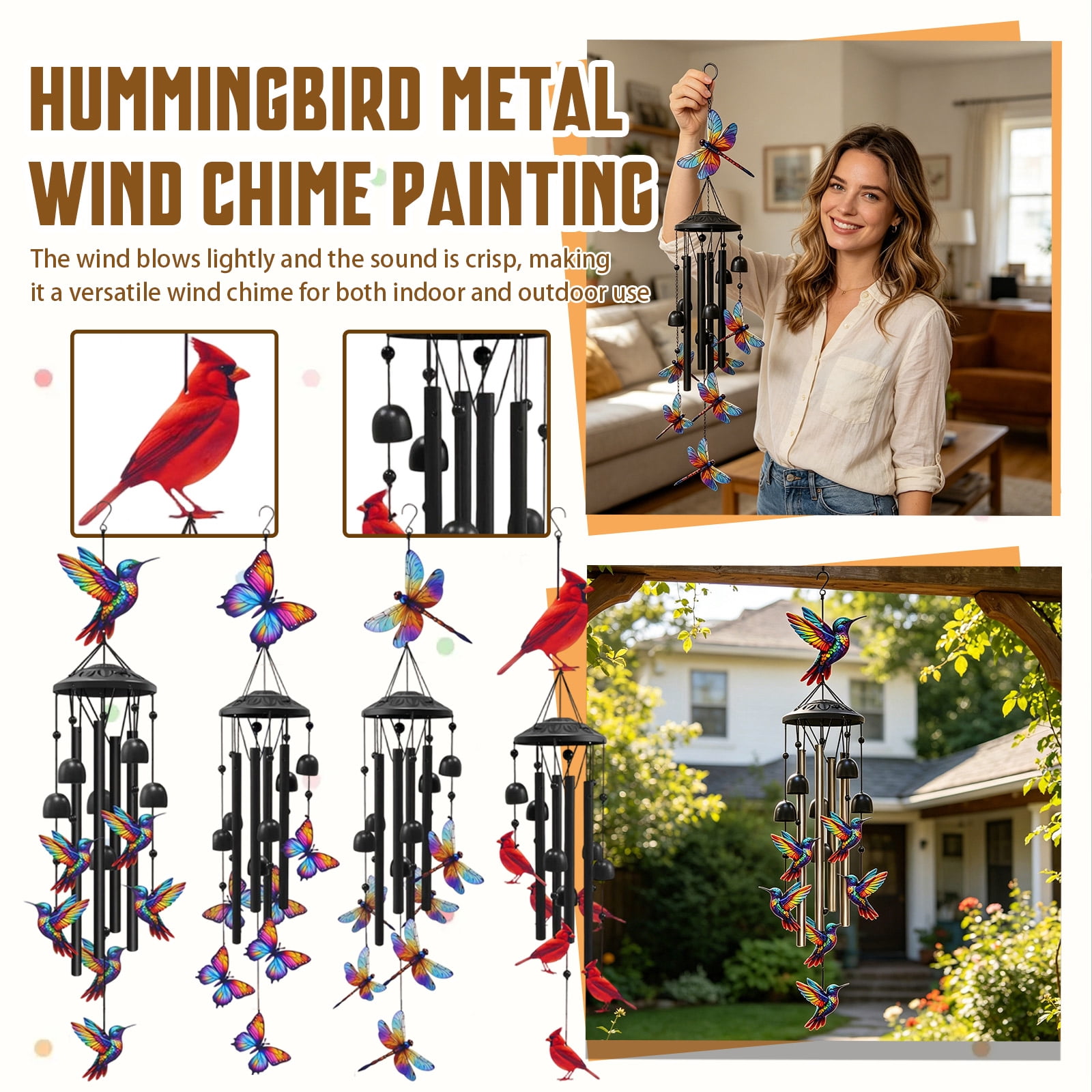 Butterfly Wind Chime for Outdoor and Indoor Decoration – Colorful Hand ...