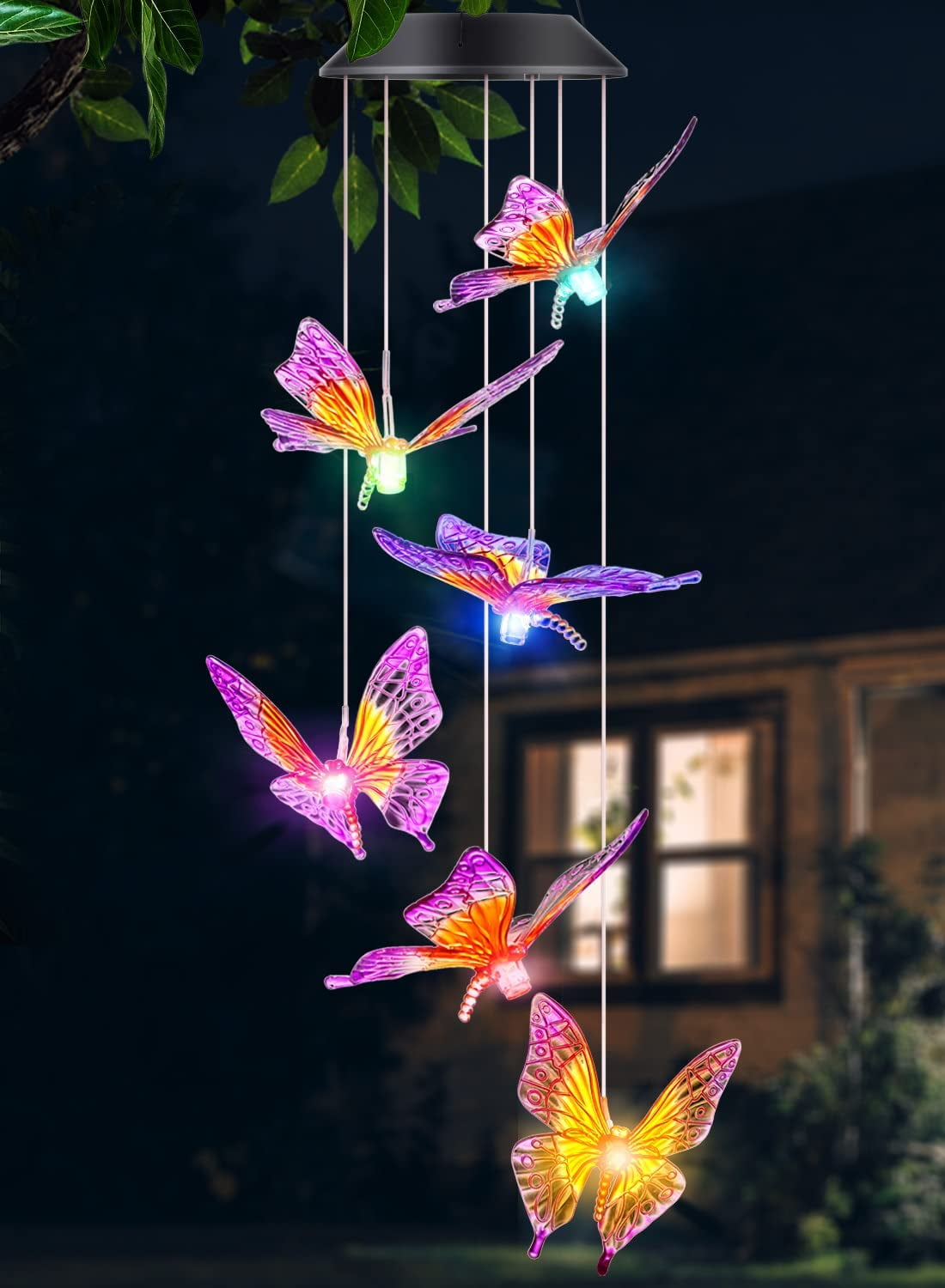 Butterfly Wind Chimes, Solar Wind Chimes/Wind Chimes for Outside Color ...