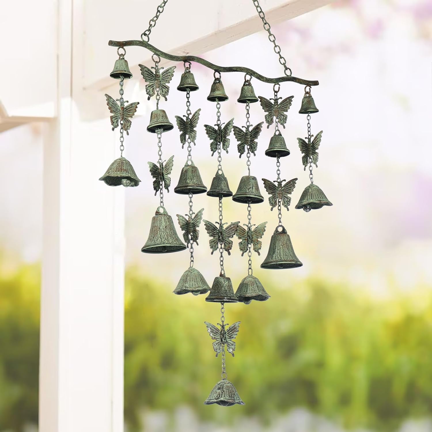 Butterfly Wind Chimes for Outside, Large Strung Verdigris Windchimes ...