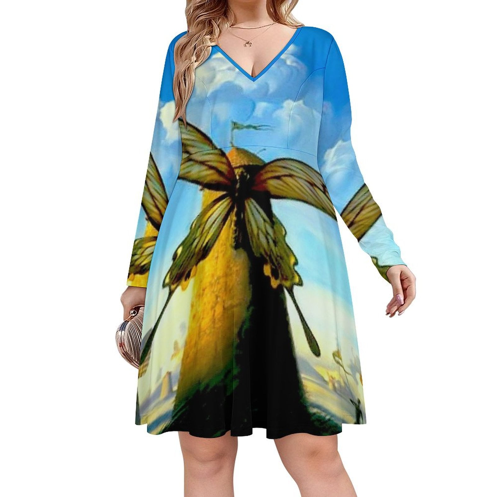 Butterfly Windmill Long Sleeve Dresses For Women Vintage Elegant Party ...