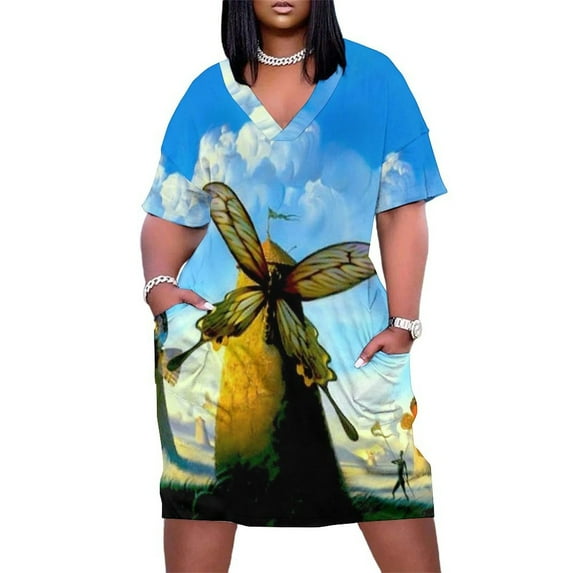 Butterfly Windmill Loose Pocket Dress Dresses Summer Summer Dresses for ...