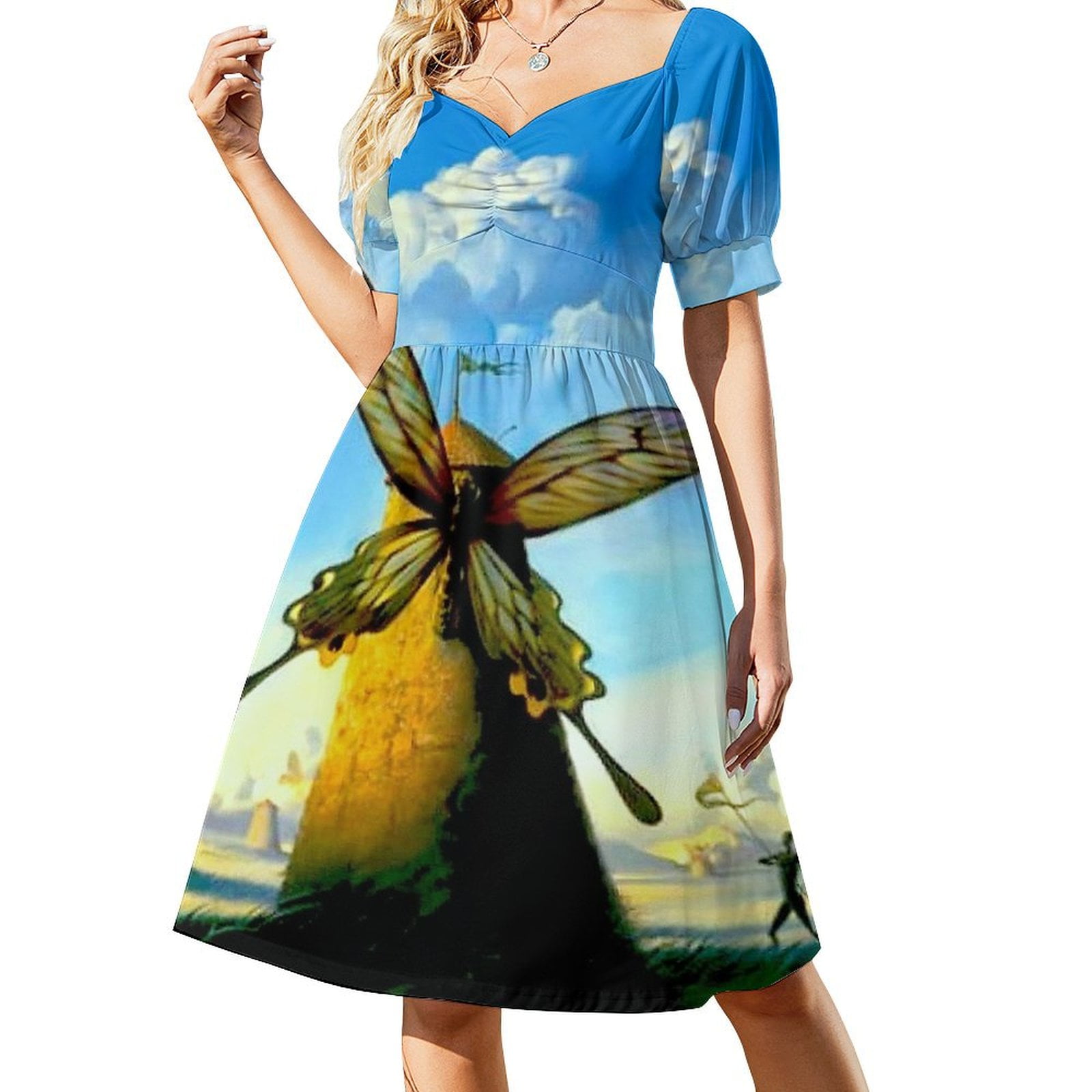 Butterfly Windmill Short Sleeve Dress Clothes Women's Summer Dress ...