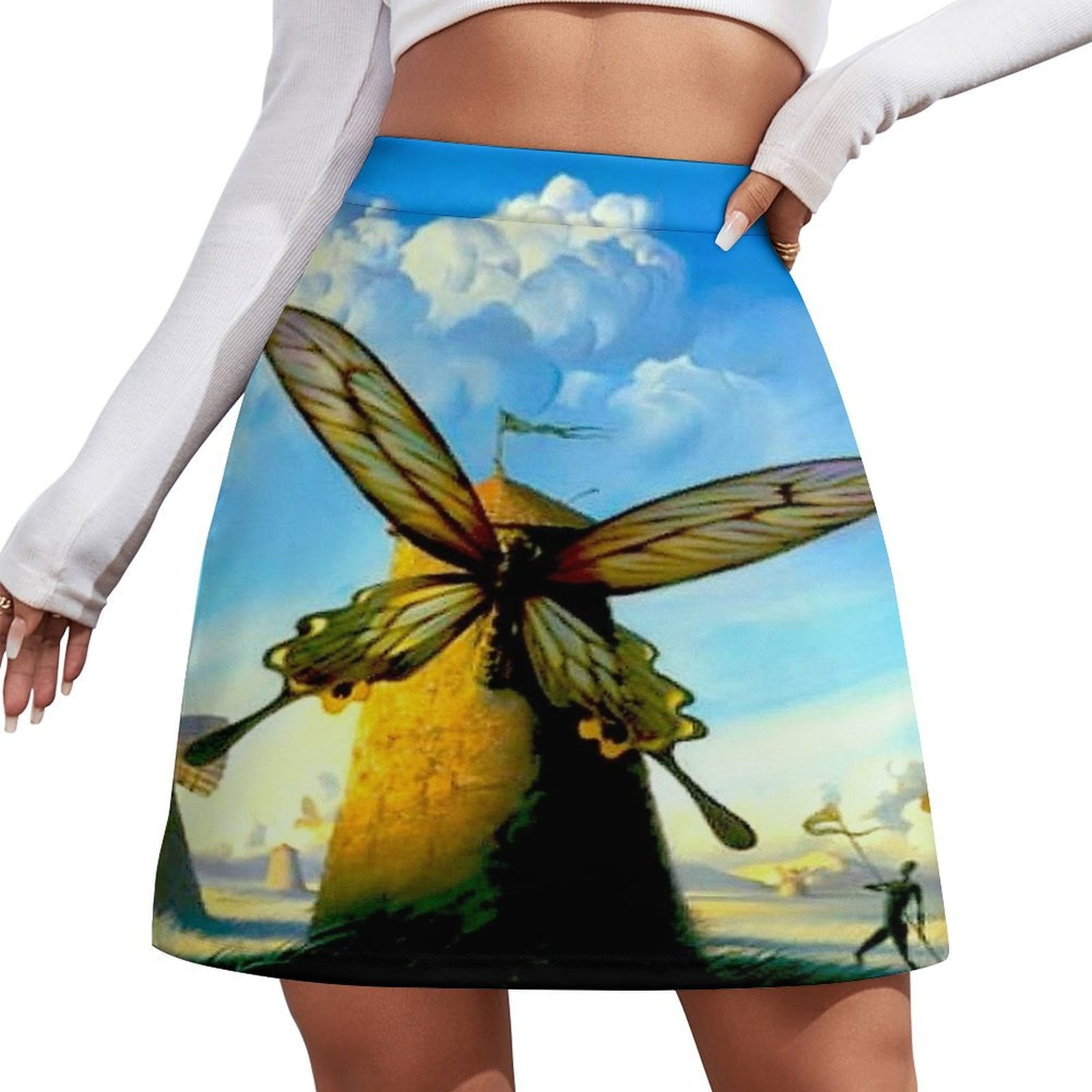 Butterfly Windmill Women's High Waist Skirt Stretchy Casual Mini Skirt ...