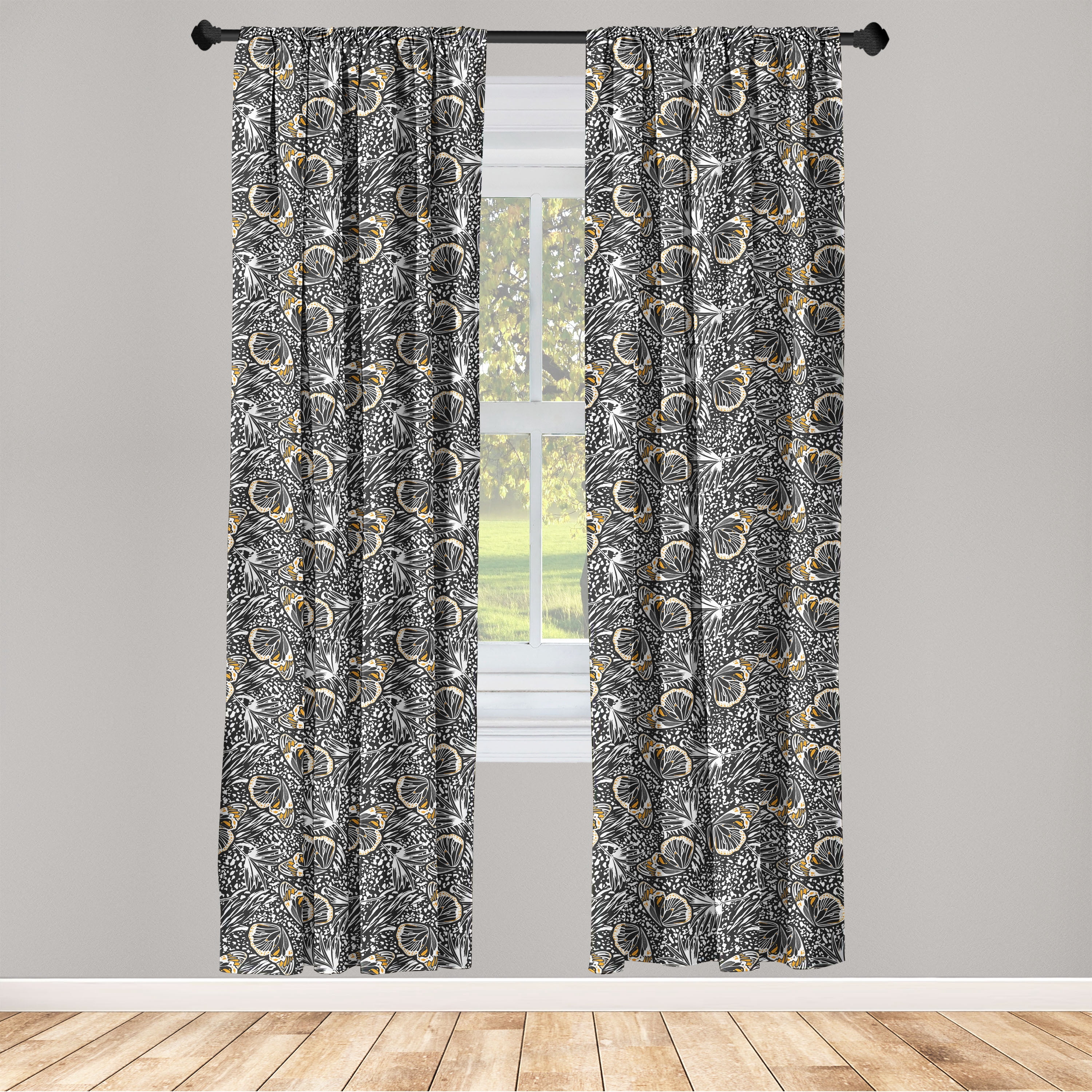Butterfly Window Curtains, Forest Wings on Spotted Animal Skin Like ...